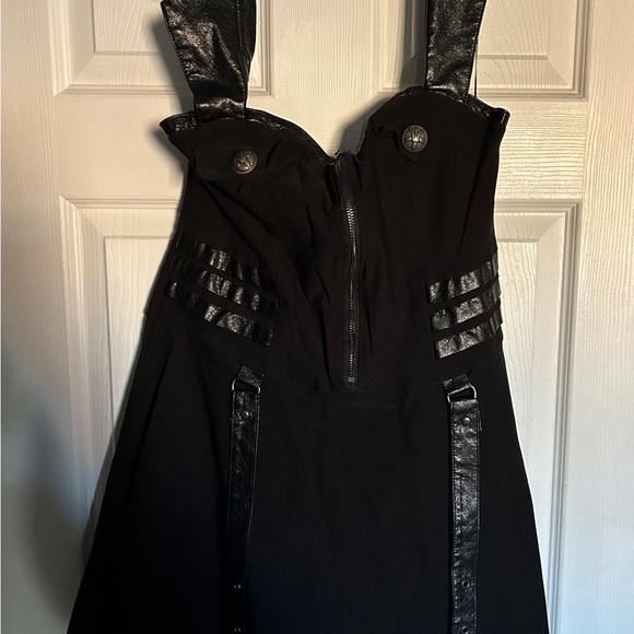 Killstar | Dresses | Killstar Black Strapless Dress With Faux Leather ...